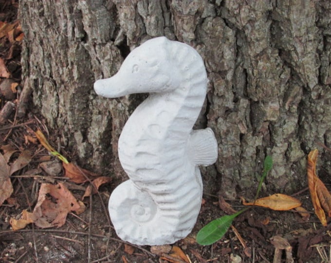 8" Tall Cement Seahorse Statue Garden Art Concrete Sea Ocean Creature ...
