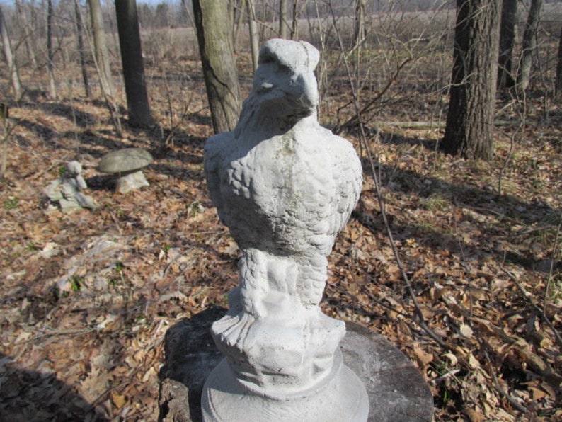 12" Tall Cement Eagle Garden Art Classic Statue Concrete Patriotic USA ...