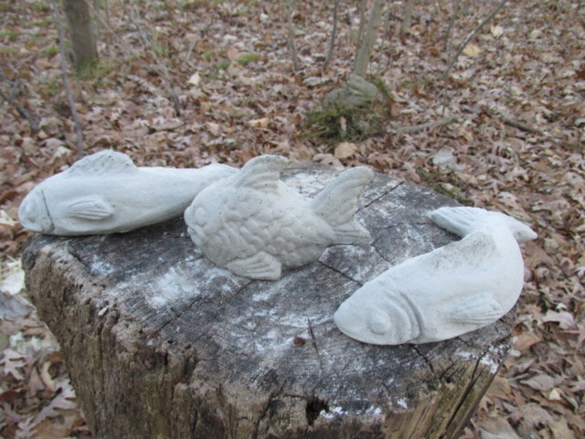 4 6 1/2 Long Cement Fish Lot of 3 Garden Art | Etsy