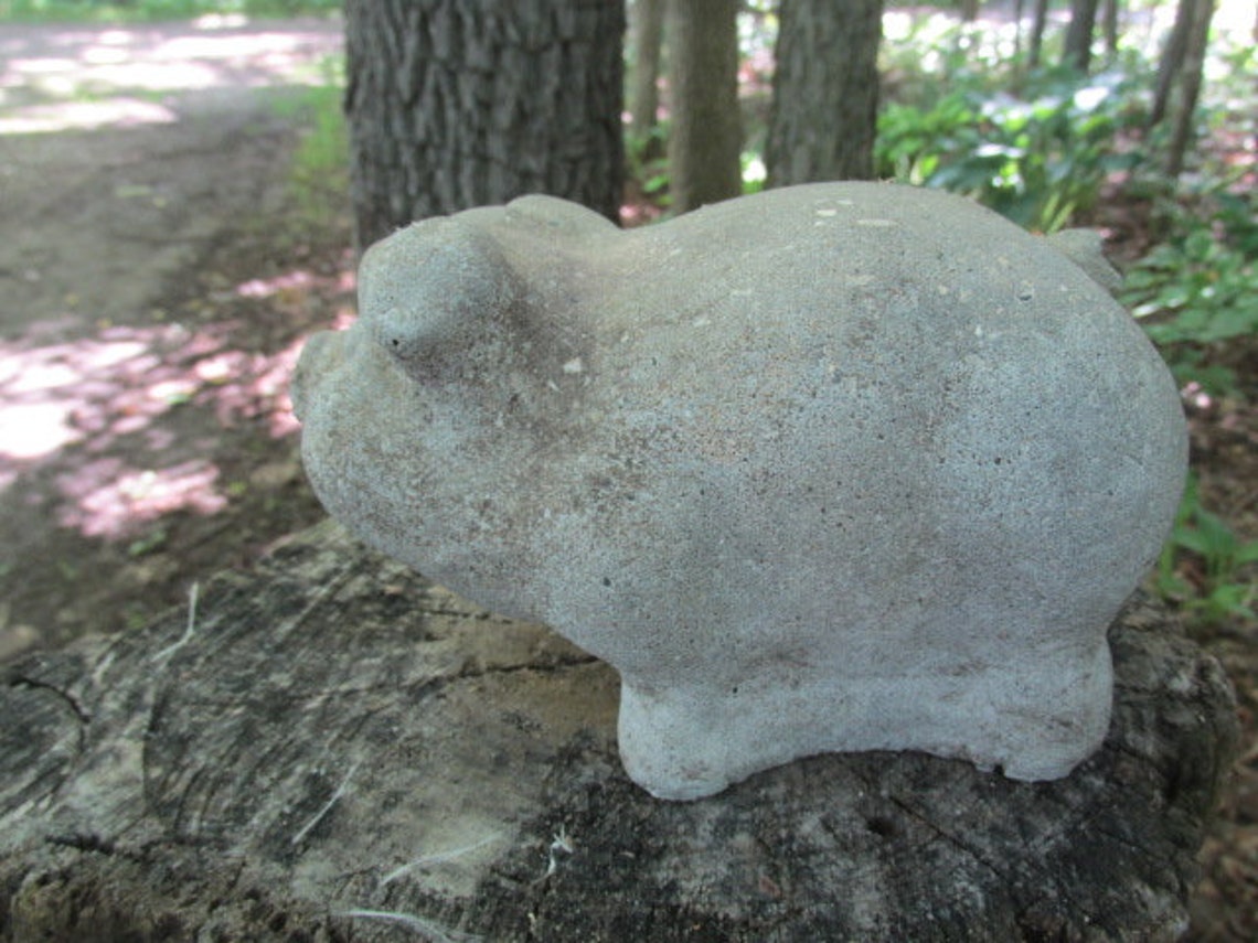 Vintage 7 Cement Piggy Bank Pig Garden Art Weathered | Etsy