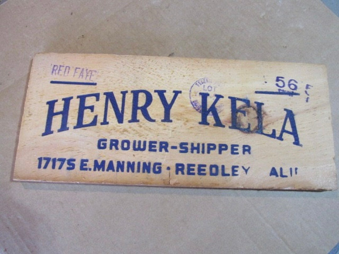 Vintage Wood Fruit Crate Section End W/label Advertising Henry Kela ...