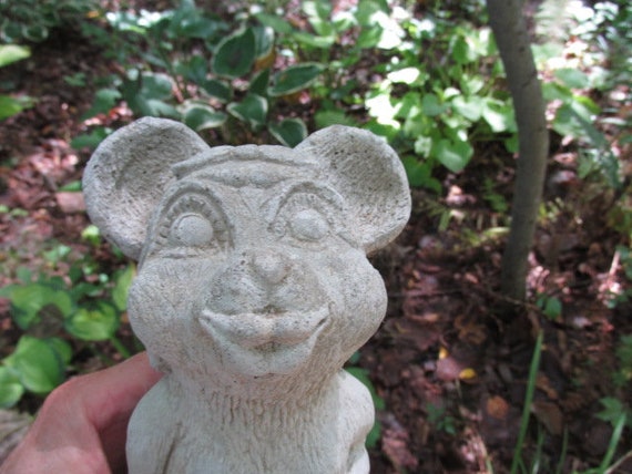 Vintage Cement 8 Tall Mouse Standing Garden Statue Weathered Concrete ...