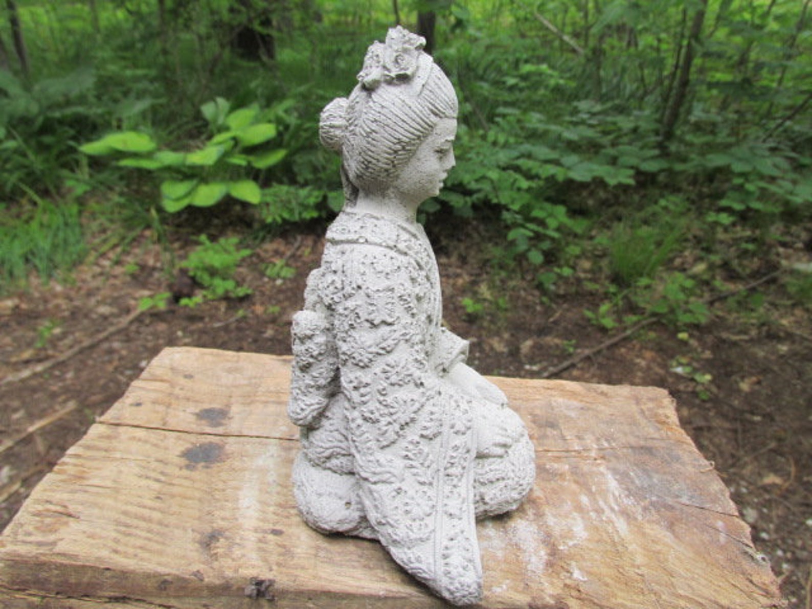 6" Tall Cement Geisha Girl Garden Art Concrete Asian Statue - Etsy