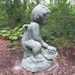 15" Tall Cement Boy Riding on Fish Concrete W/green Patina Garden Art ...