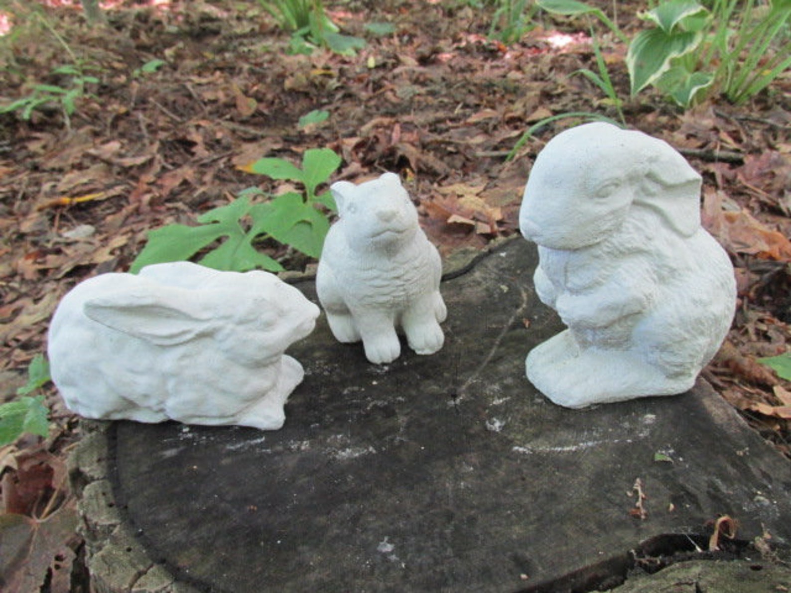 Cement Bunny Rabbit Lot of 3 Garden Statue Concrete Hare Super - Etsy