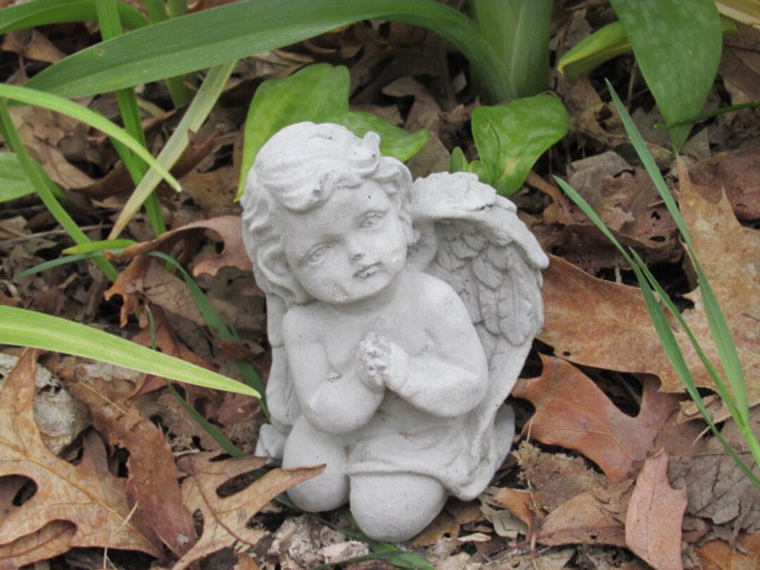 4 1/2" Tall Cement Angel Garden Art Concrete Hope Statue Praying - Etsy