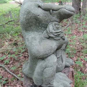 14 Tall Cement in Love Smiling Courting Alligator Holding Flower Garden ...