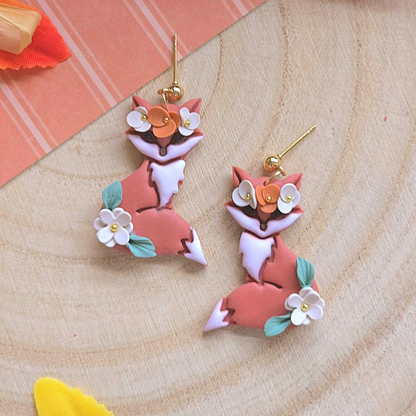 Fox Clay Polymer Earrings - Etsy