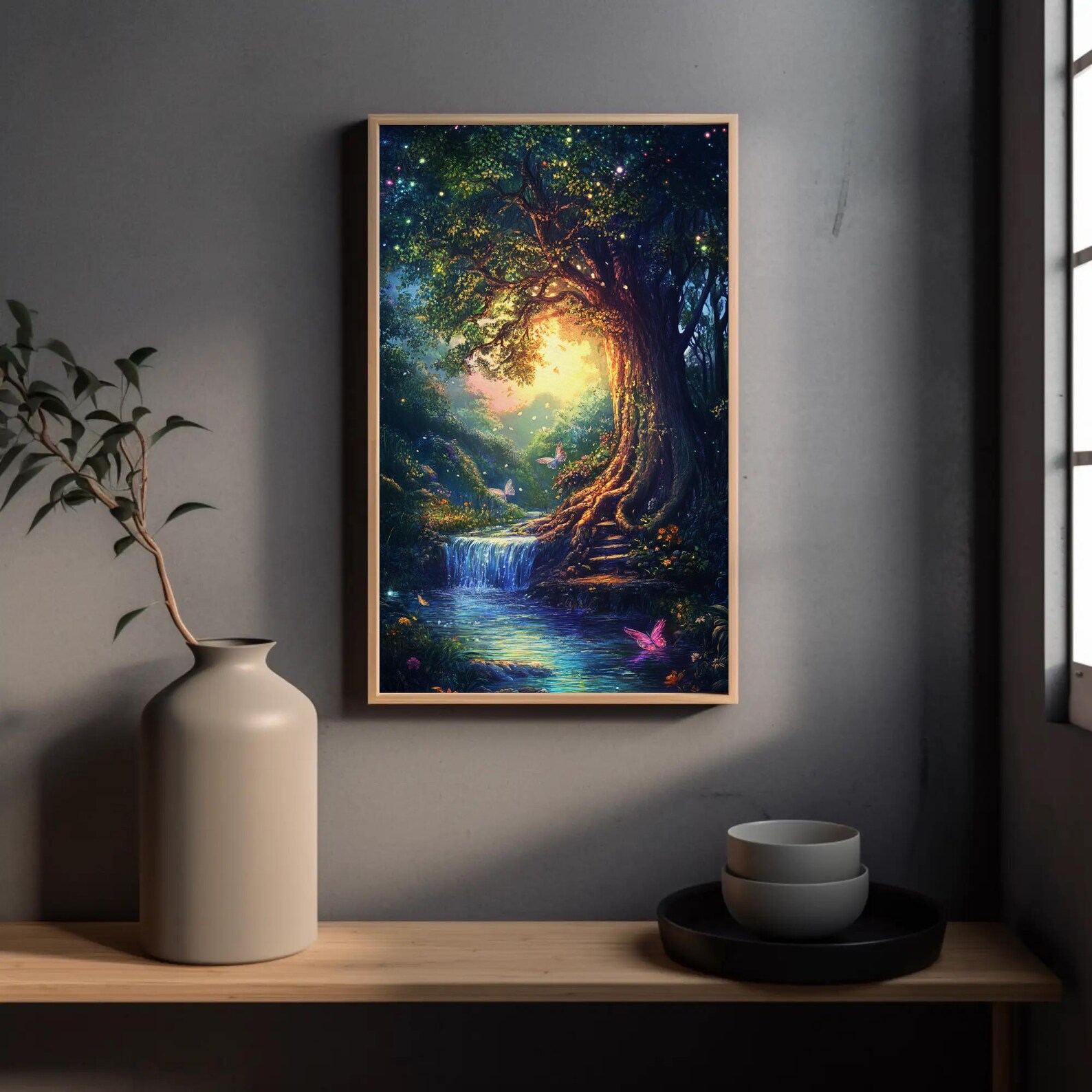 Enchanted Forest Digital Art Print, Fantasy Landscape Wall Art ...
