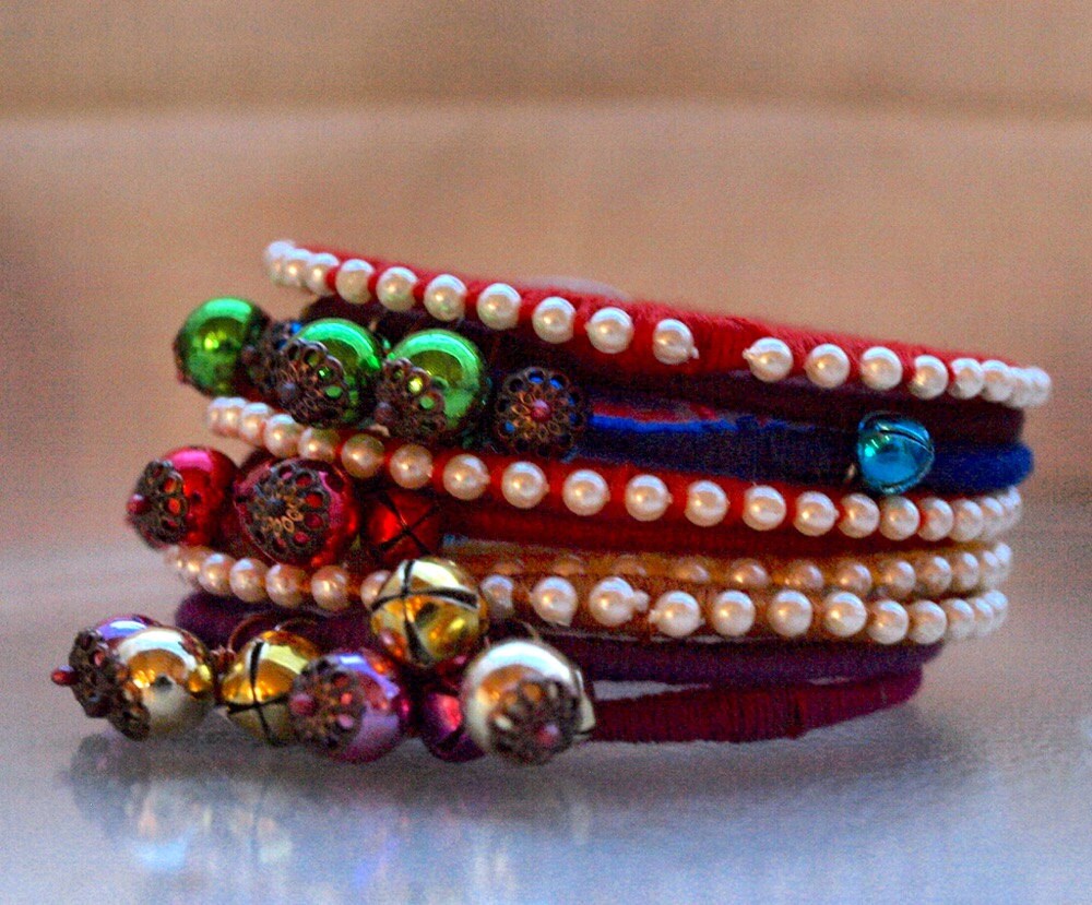 Set of 9 Color Wrapped Bohemian Bangles - Etsy