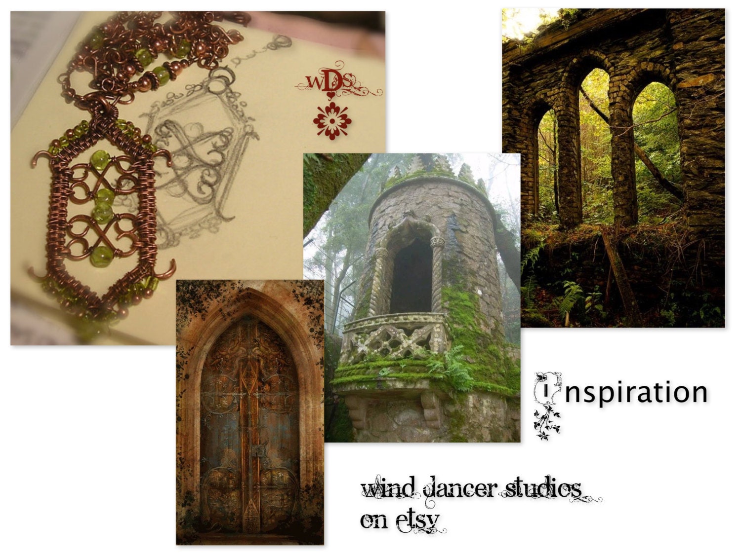 Wire Woven Copper Gothic Pendant on Peridot Beaded Chain - Etsy