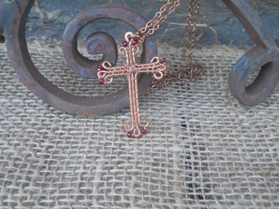 Wire Copper Cross With 20 Inch Chain - Etsy