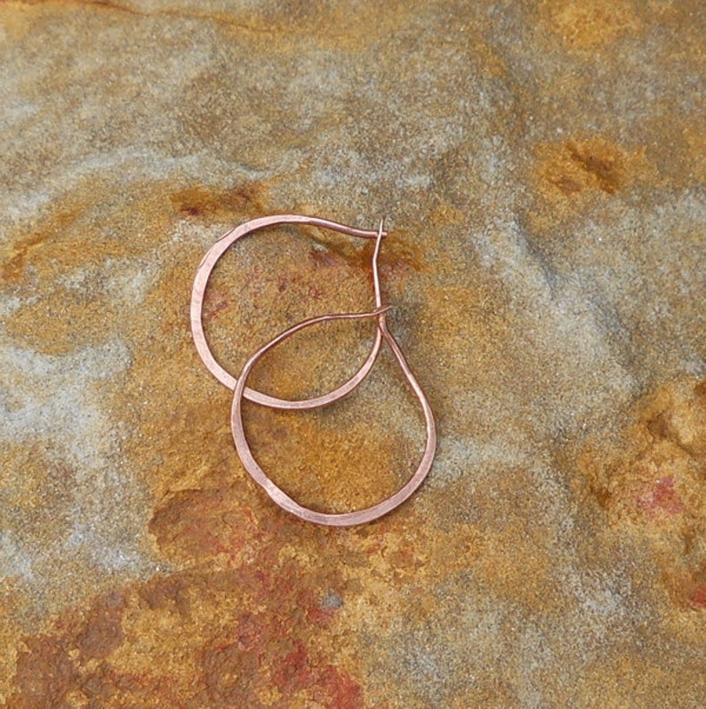 Small Hand Forged Copper Hoops - Etsy