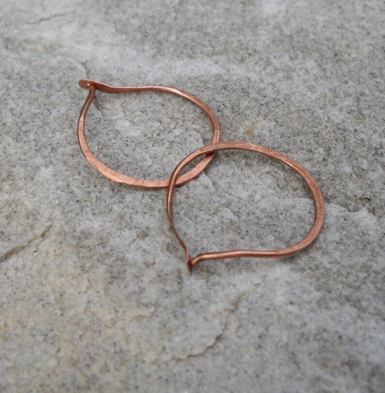 Small Hand Forged Copper Hoops - Etsy