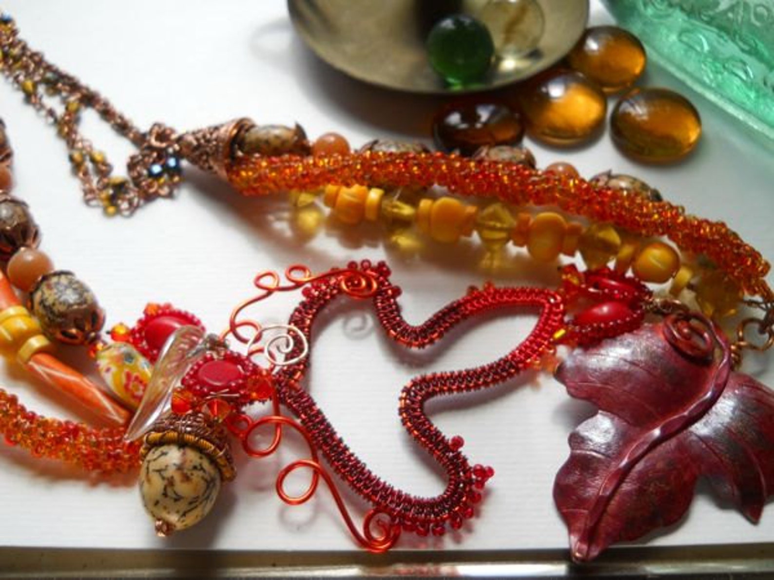 Autumn Harvest Necklace With Woven Leaves - Etsy