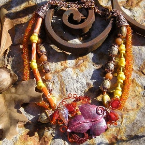 Autumn Harvest Necklace With Woven Leaves - Etsy