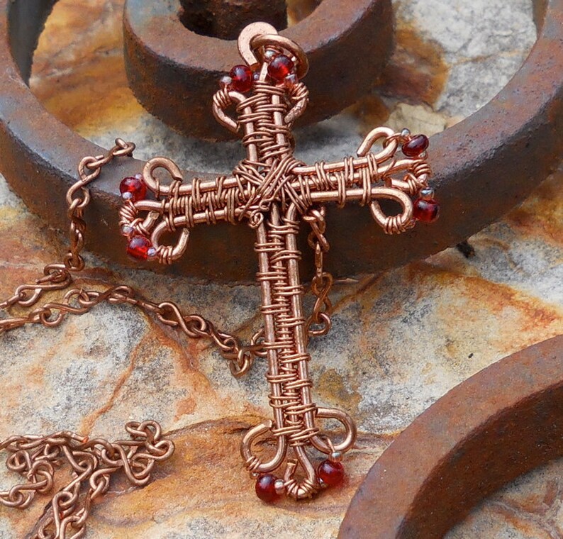 Wire Copper Cross With 20 Inch Chain - Etsy