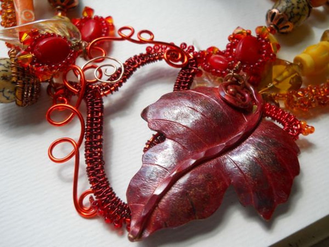 Autumn Harvest Necklace With Woven Leaves - Etsy