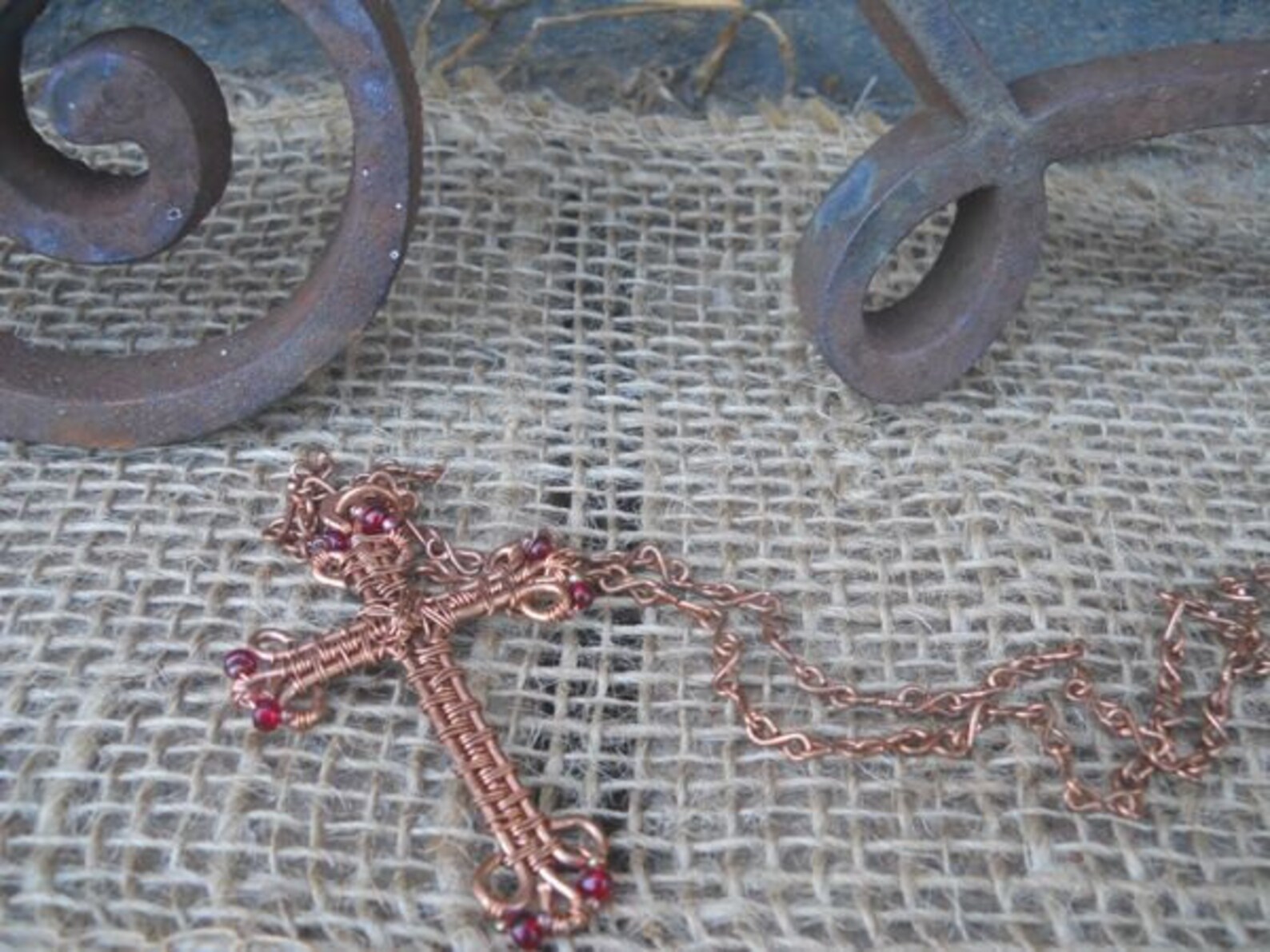 Wire Copper Cross With 20 Inch Chain - Etsy
