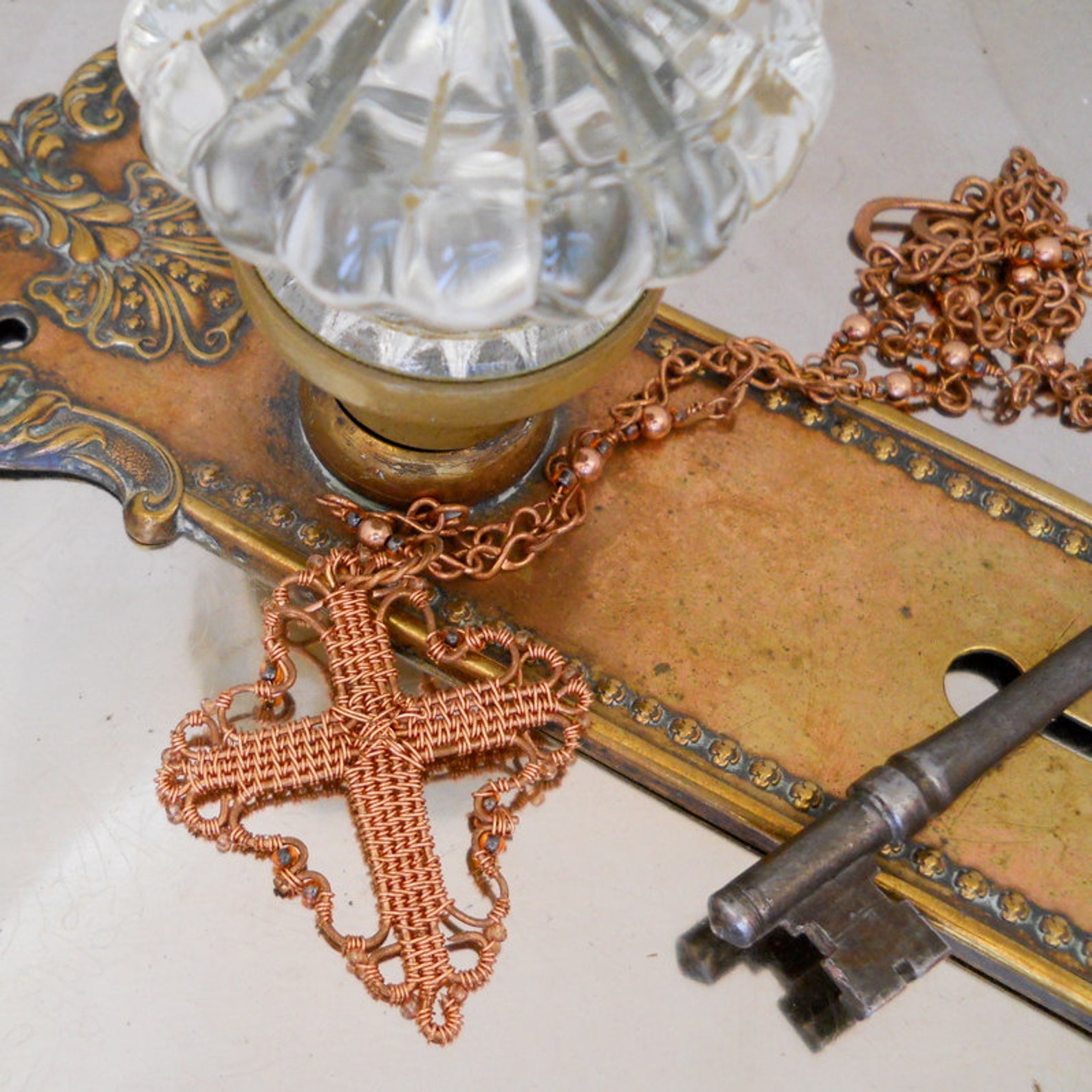 Faith Ornate Wire Woven Cross in Copper - Etsy