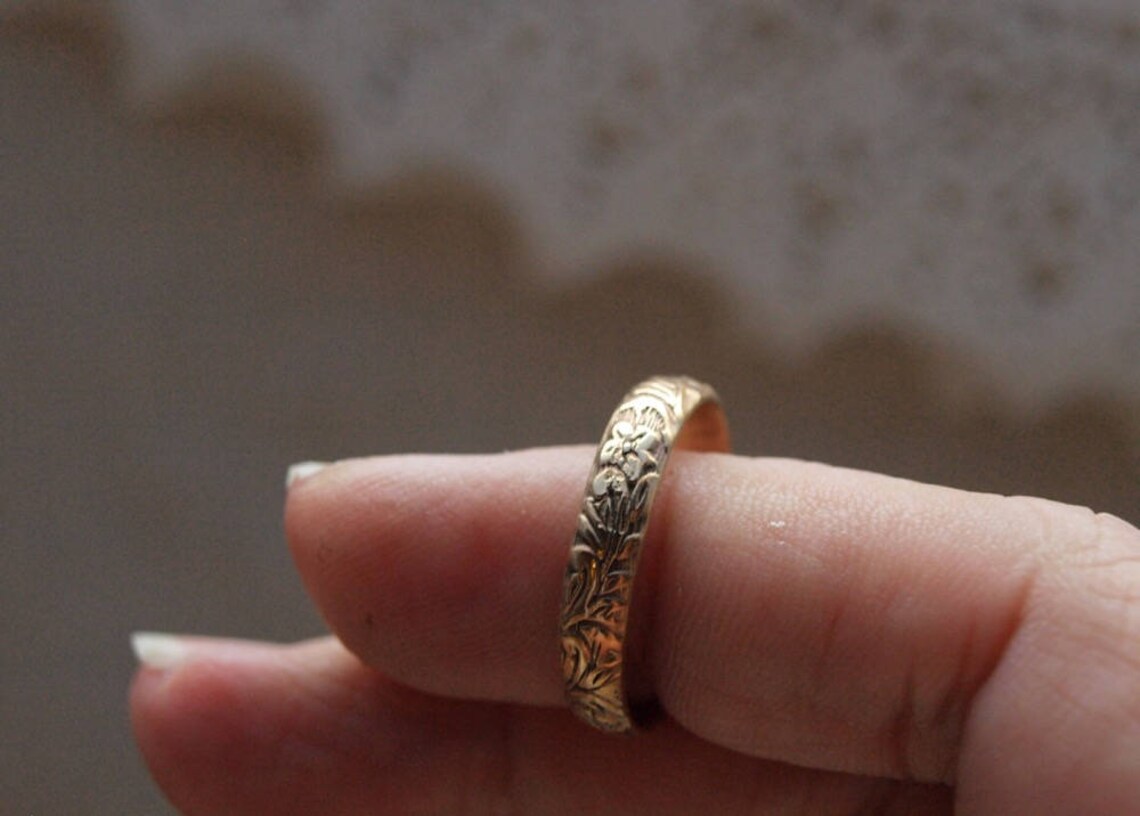 Sterling Silver Floral Pattern Band Ring Also Available in - Etsy