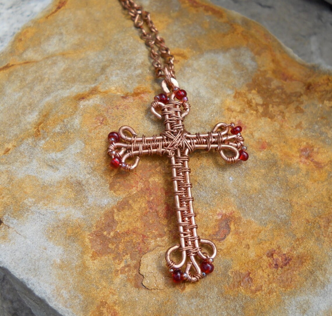 Wire Copper Cross With 20 Inch Chain - Etsy