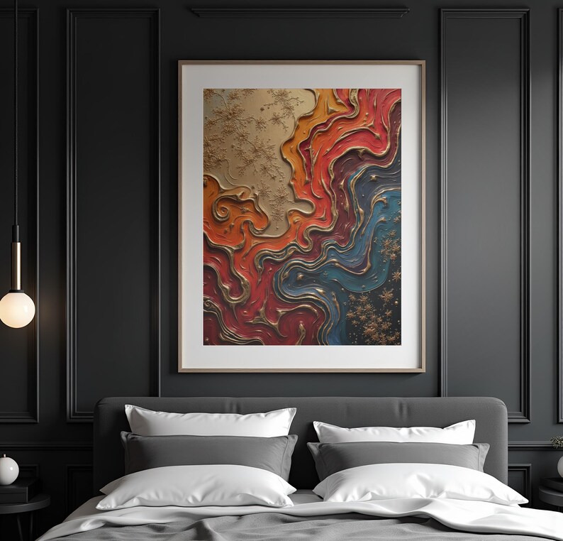 Modern Abstract Digital Art Print – Unique Stylish Wall Decor for Home ...
