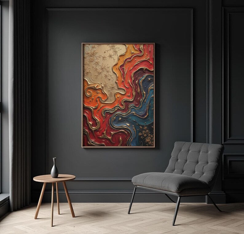 Modern Abstract Digital Art Print – Unique Stylish Wall Decor for Home ...