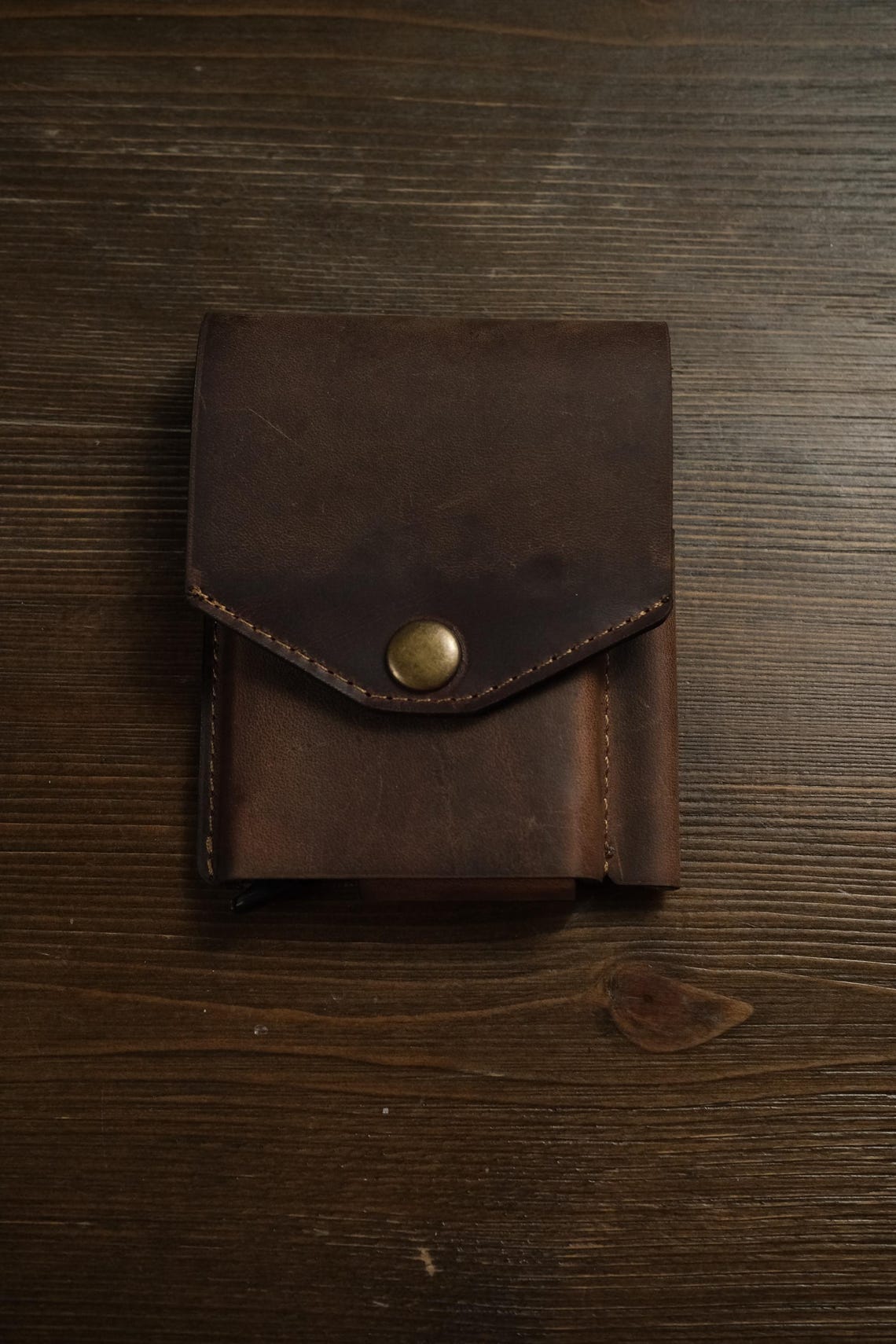 Cowhide Leather Wallet With Pen & Notepad Holder - Etsy