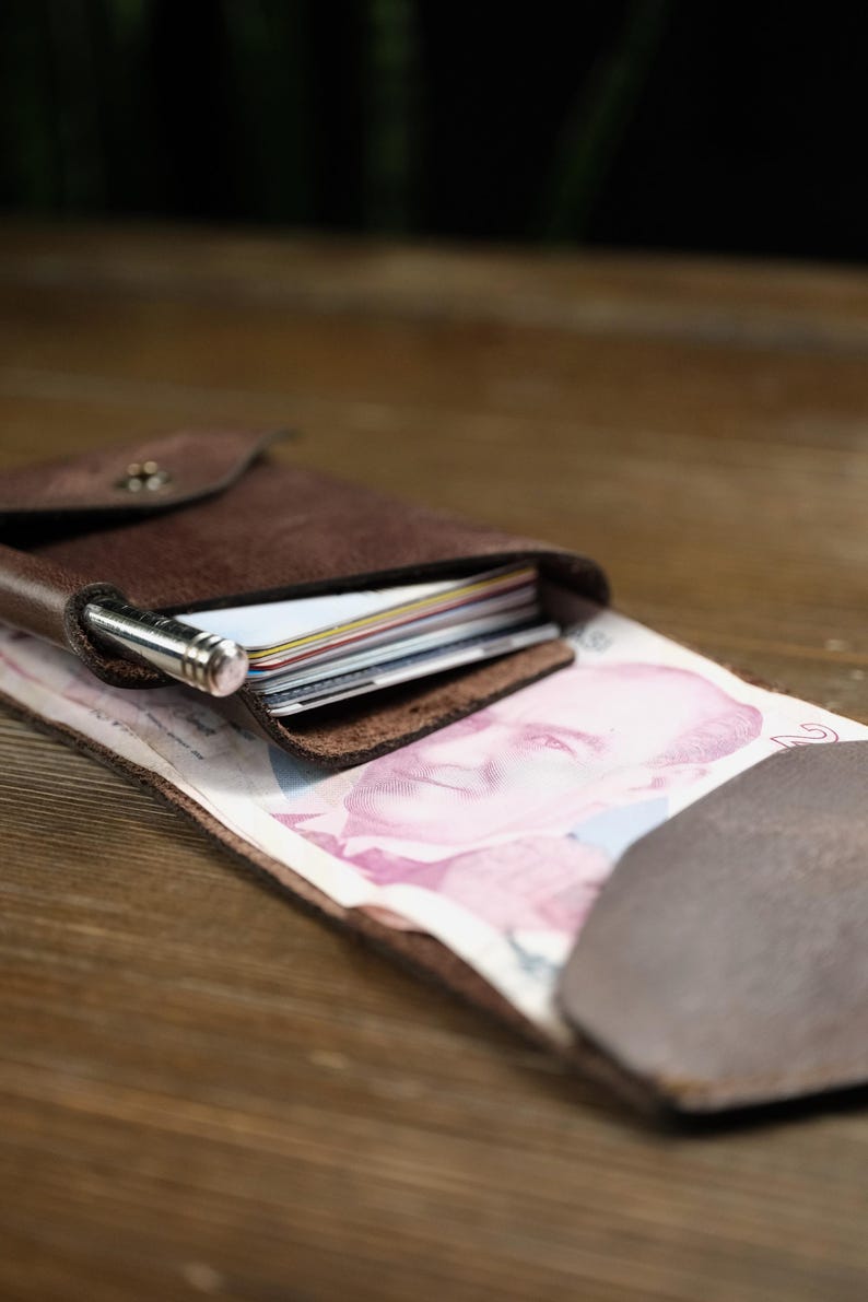 Handcrafted Cowhide Leather Wallet With Pen & Notepad Holder - Etsy