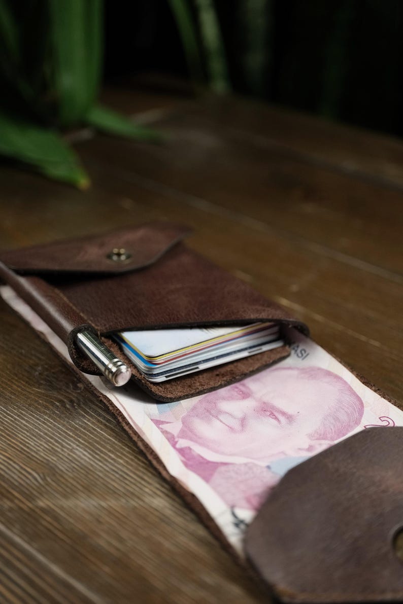 Handcrafted Cowhide Leather Wallet With Pen & Notepad Holder - Etsy