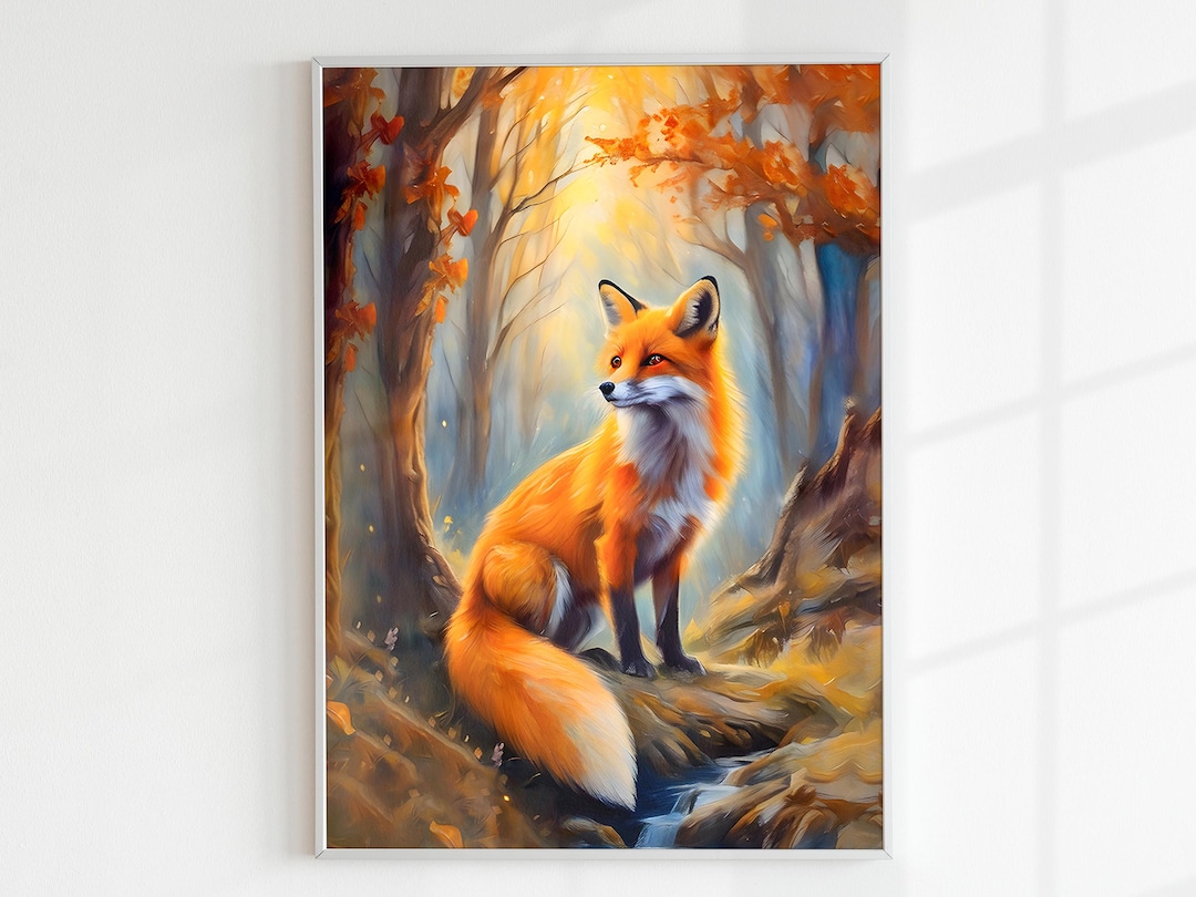 Fox Artwork, Nature Print, Forest Wall Art, Digital Art Print ...