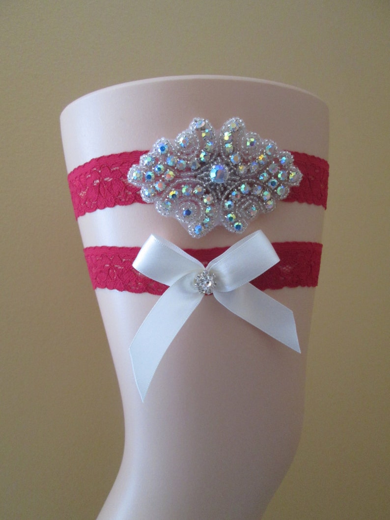 Red Christmas Wedding Garter Set Red Lace Garter W/ Crystals - Etsy