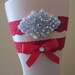 Red Christmas Wedding Garter Set, Red Lace Garter W/ Crystals, Bling ...