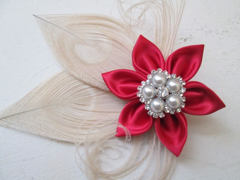 Red Wedding Hair Clip Bridal Head Piece Birdcage Veil - Etsy