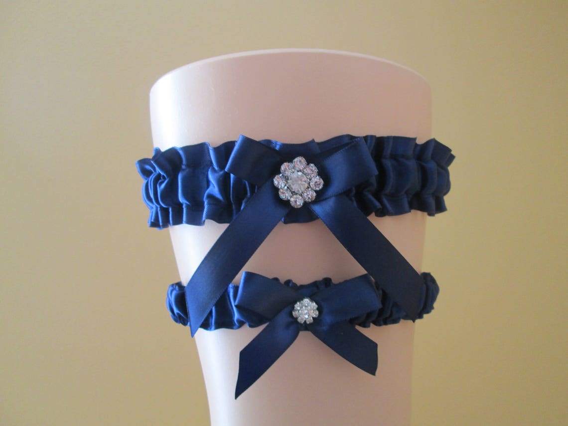 Navy Blue Satin Wedding Garter Set Classic Navy Bridal - Etsy Canada