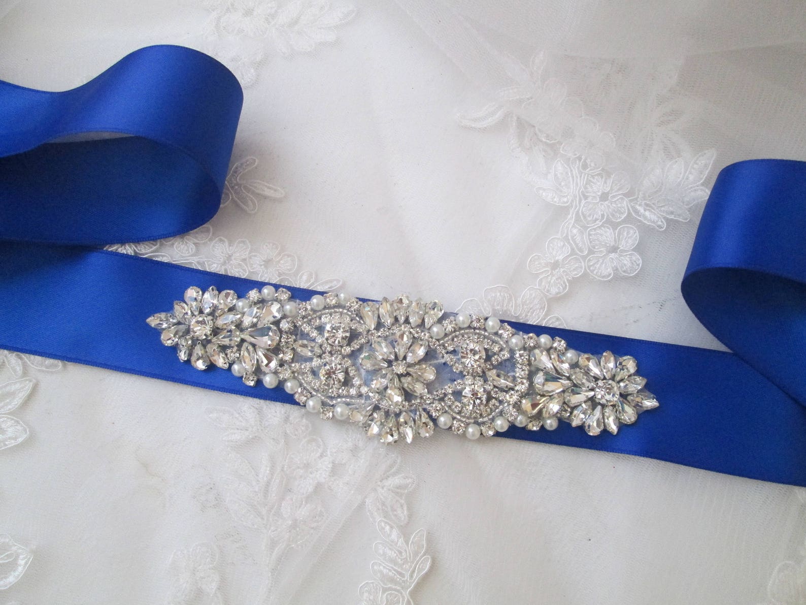 Royal Blue Bridal Sash Royal Blue Satin Sash Belt Something | Etsy