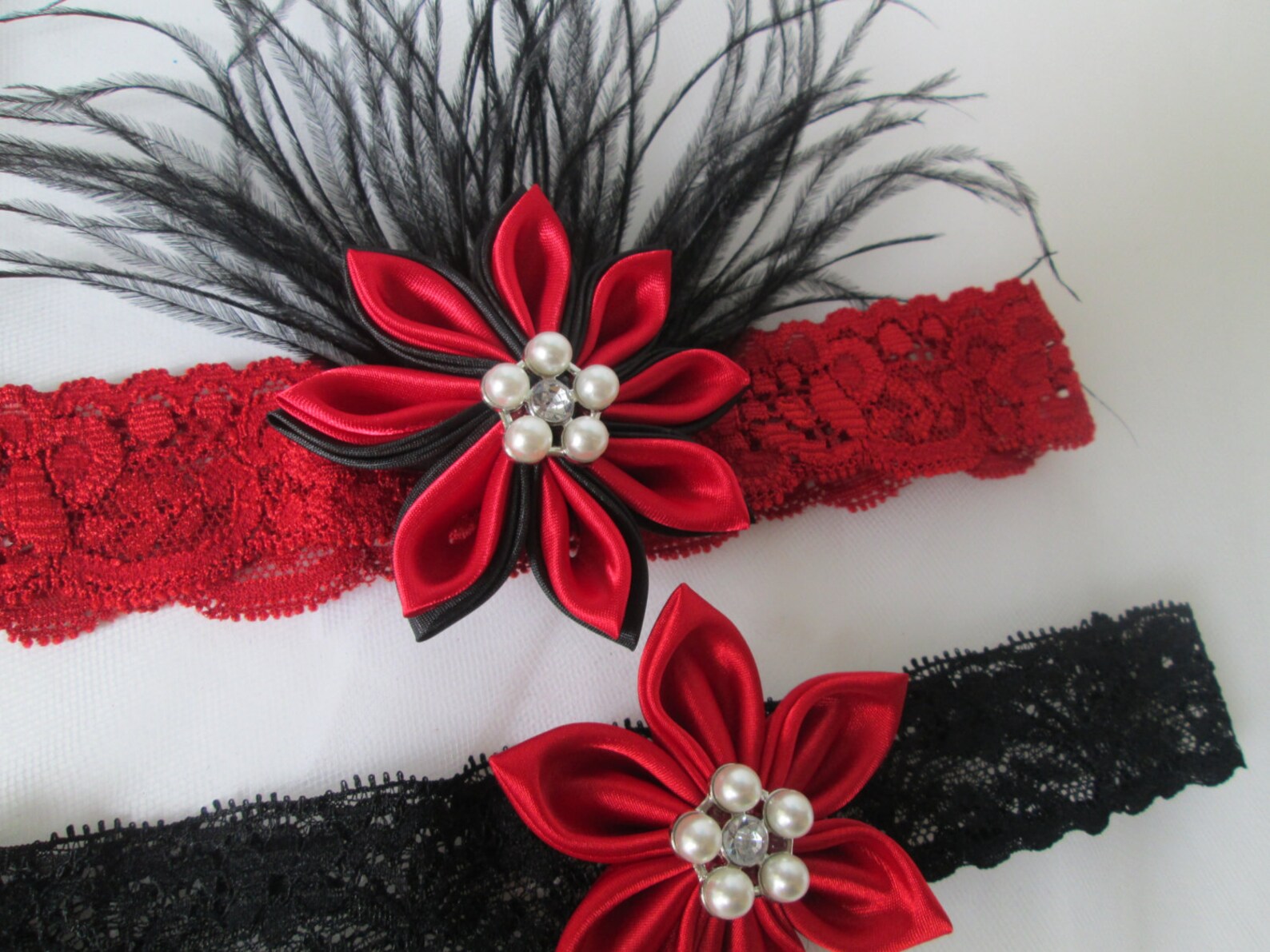 Black & Red Wedding Garter Set Red Lace PROM Garters Black | Etsy