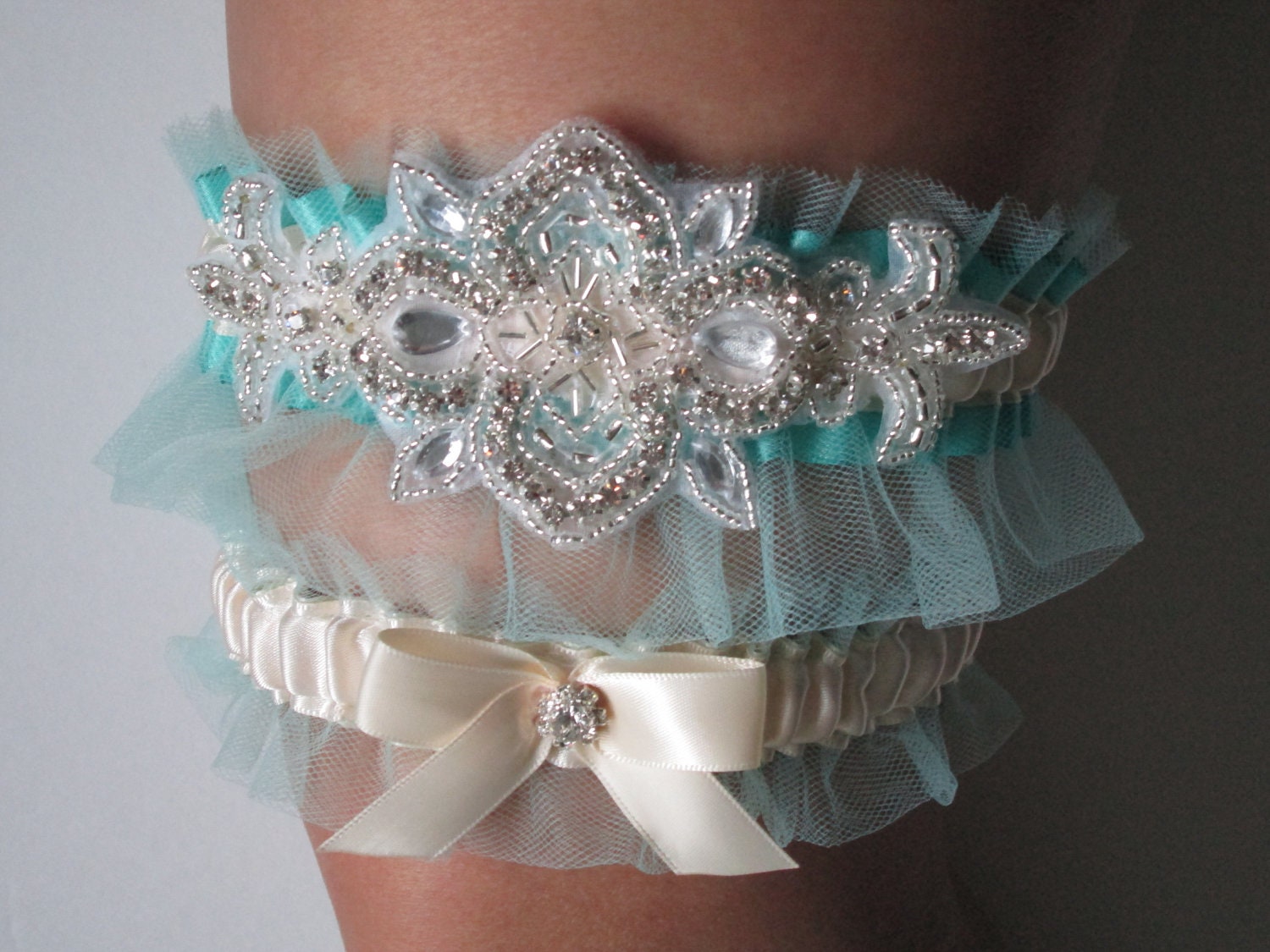 Aqua Blue WEDDING Garter Set Light Teal Garters Something - Etsy Canada