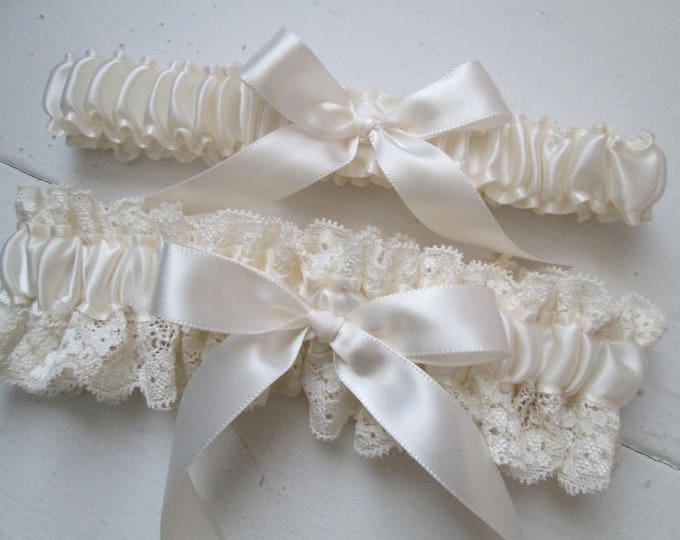Ivory Wedding Garter Set, Ivory Lace Bridal Garter, Cream Ivory Garters ...