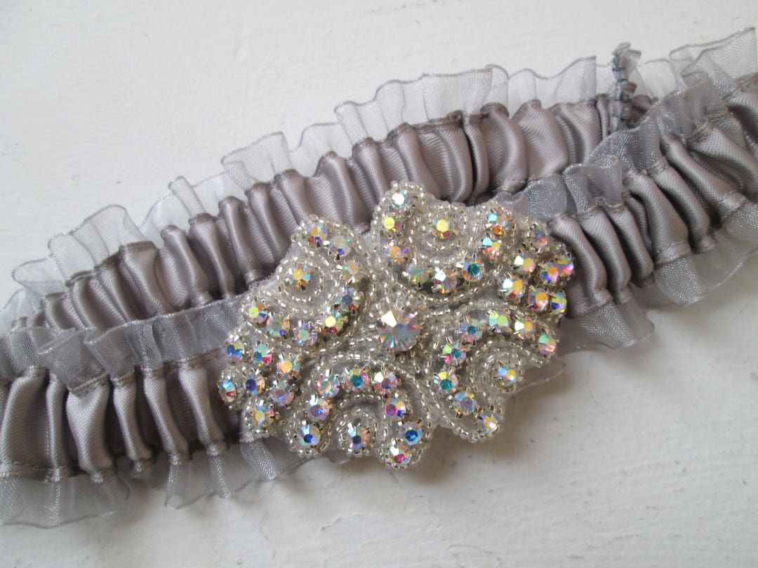 Silver Prom Garter, Silver Gray Wedding Garter, Bling Garters, Prom ...