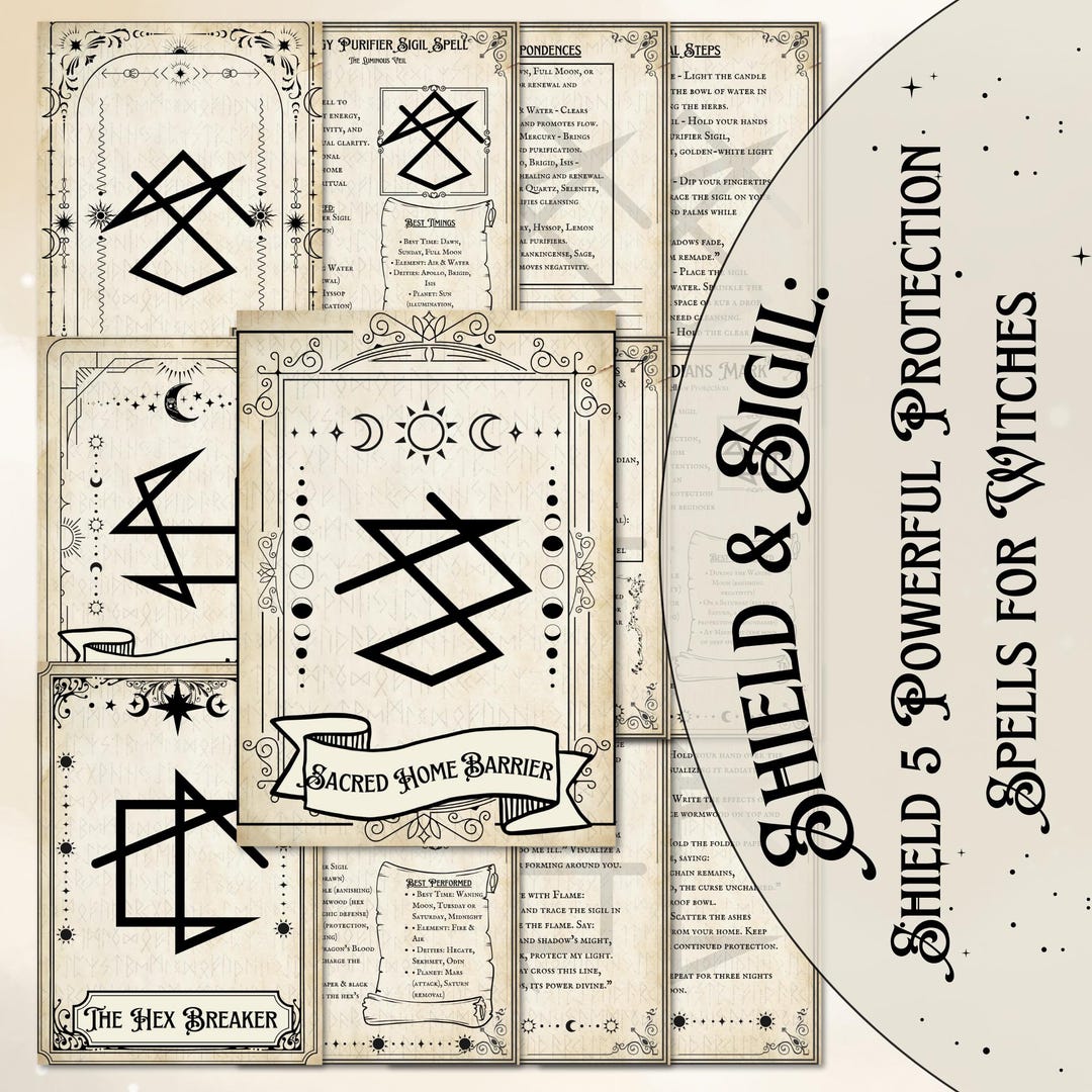 Protection Sigils & Spells Printable 5 Witchcraft Sigil Pages for ...