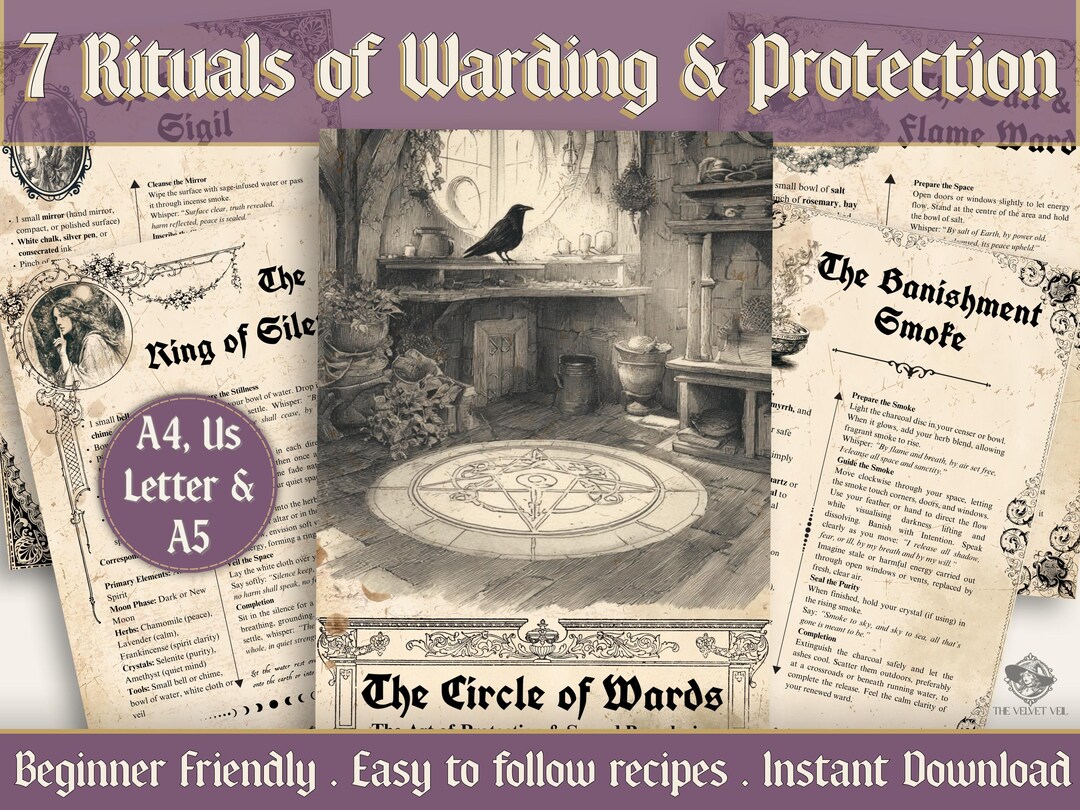 Circle of Wards | Digital Protection Grimoire | Printable Wiccan ...