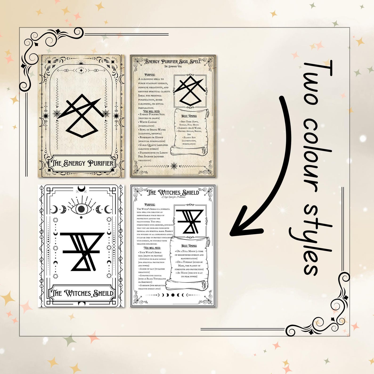 Protection Sigils & Spells Printable 5 Witchcraft Sigil Pages for ...