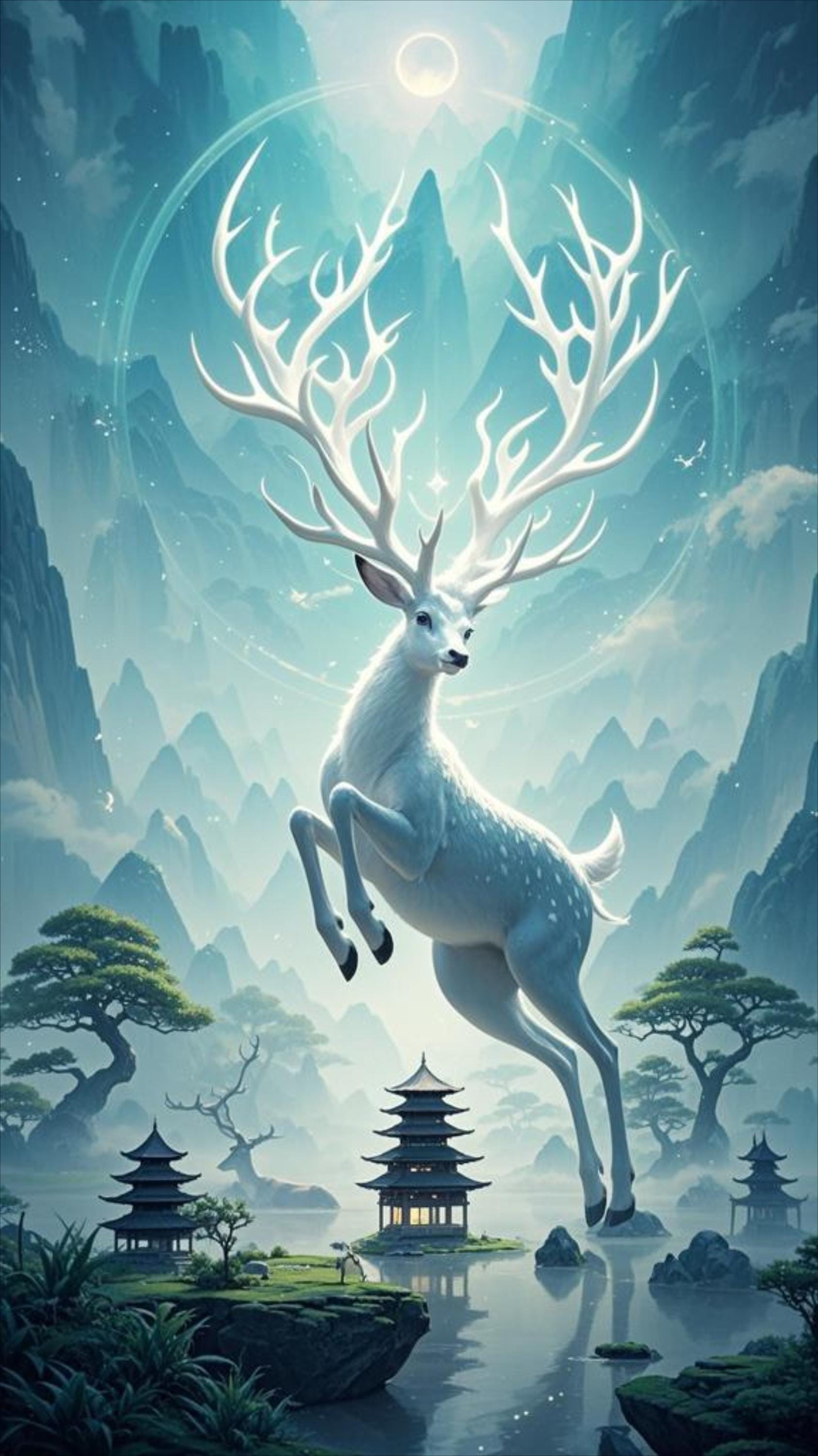 Mystical Sacred Deer Portrait – Chinese Mythology Fantasy Art. - Etsy