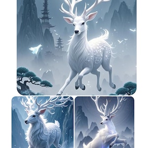 Mystical Sacred Deer Portrait – Chinese Mythology Fantasy Art. - Etsy