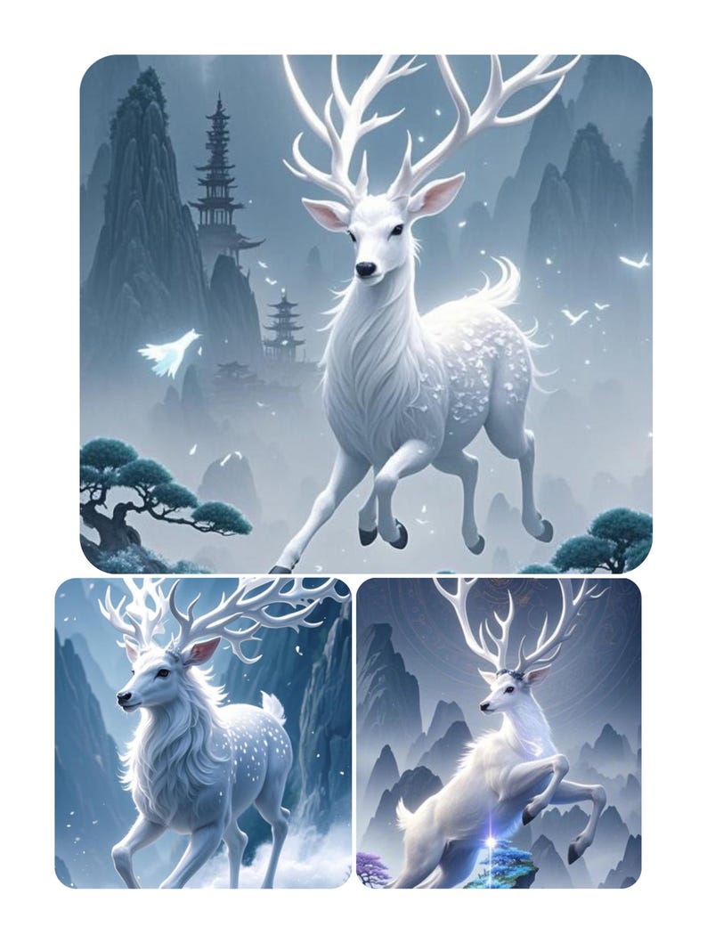 Mystical Sacred Deer Portrait – Chinese Mythology Fantasy Art. - Etsy