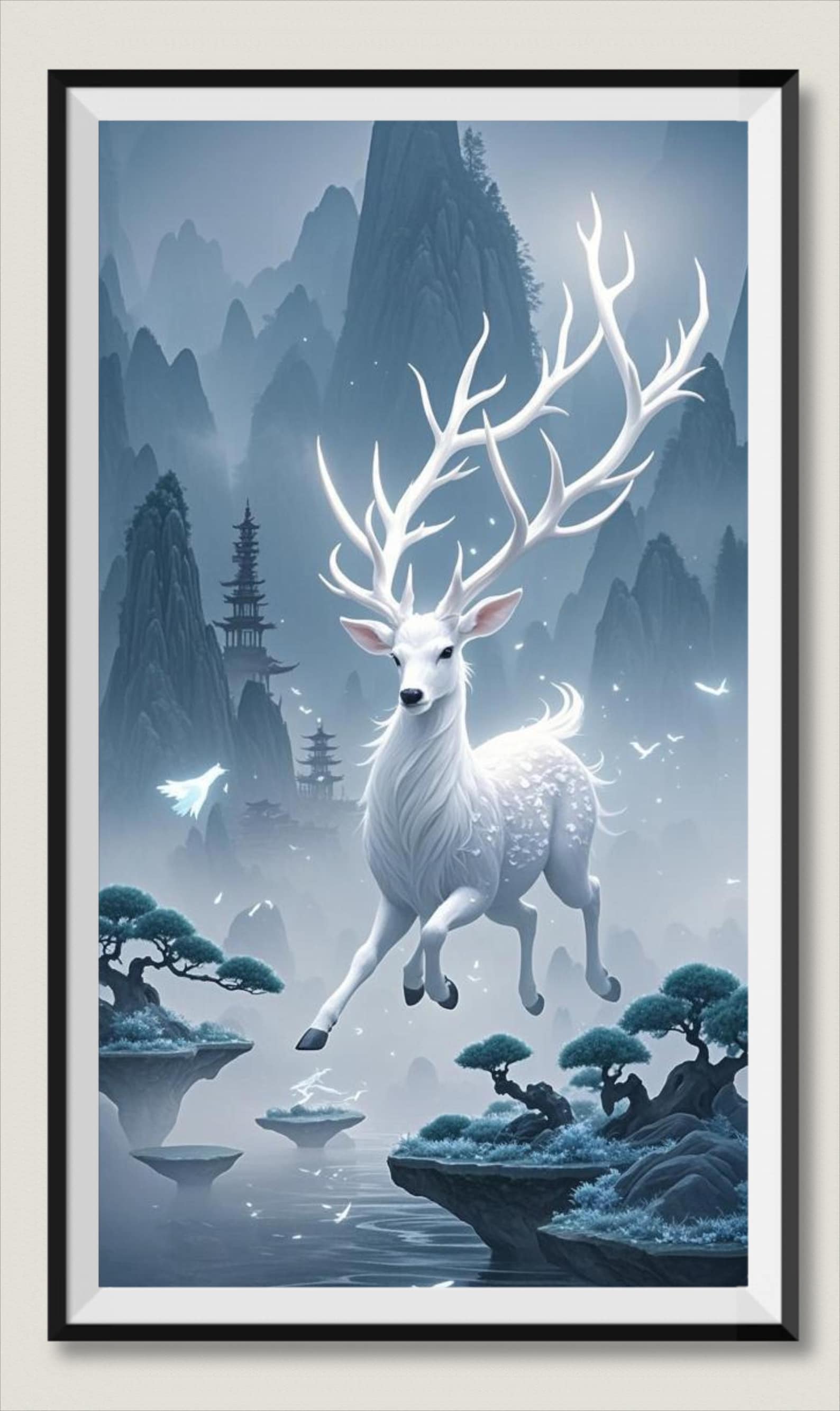 Mystical Sacred Deer Portrait – Chinese Mythology Fantasy Art. - Etsy