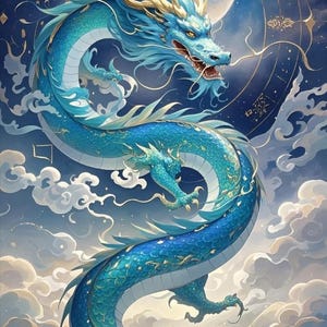 Mystical Azure Dragon Art Print – Taoist Celestial Beast | Feng Shui ...