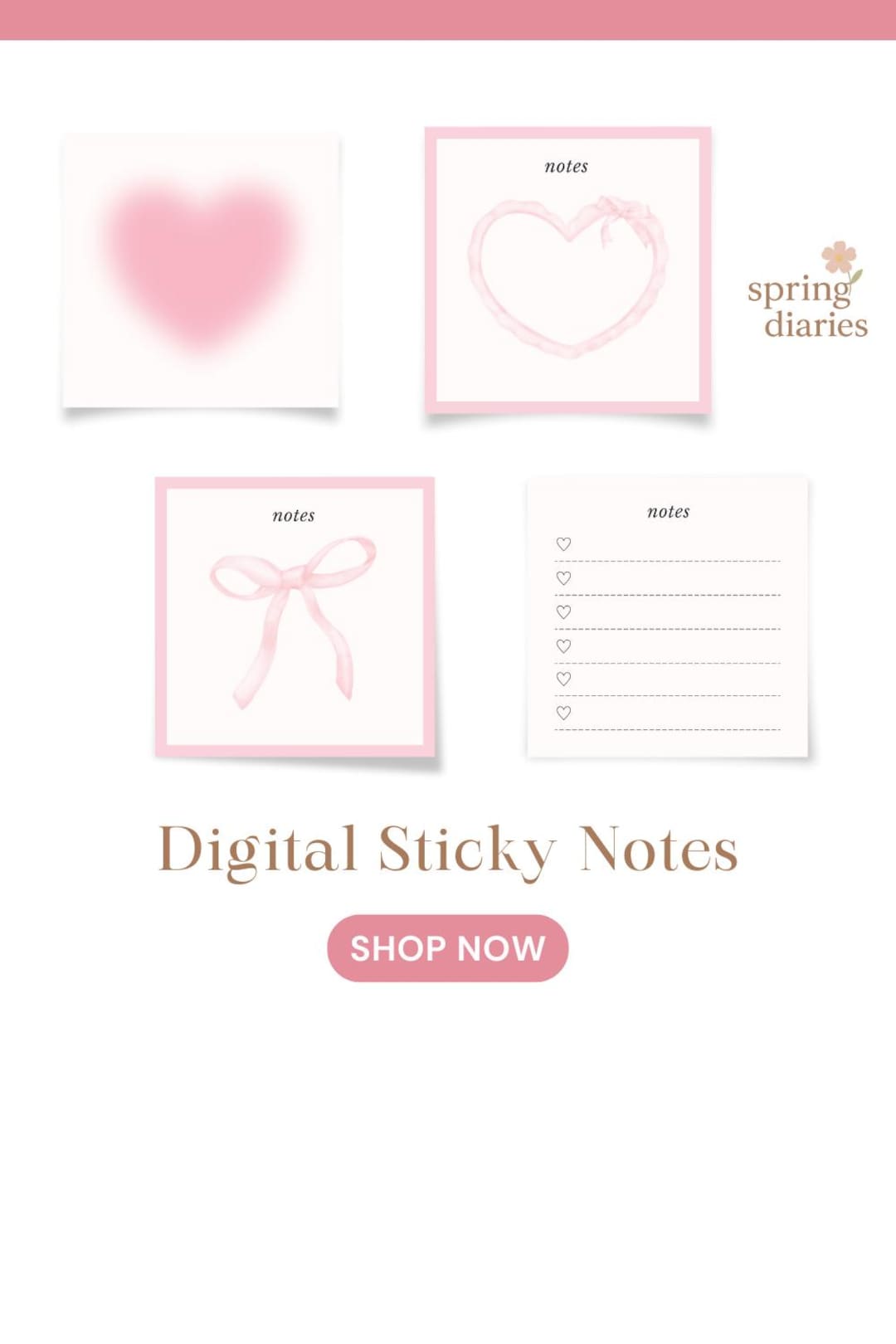 Digital Sticky Notes Set | Cute Aesthetic Sticky Notes for Ipad ...